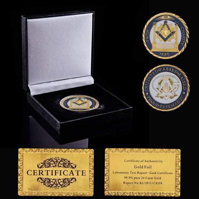 Freemason Masonic Lodge Masonic Symbols Token Silver Collectible Coin W ...