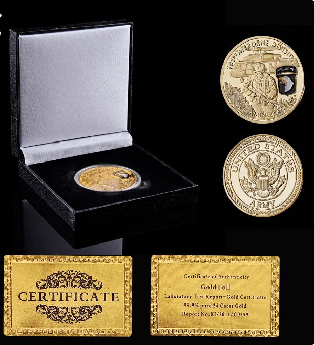 USA Military 101st Airborne Division Screaming Eagles Gold Coins For ...