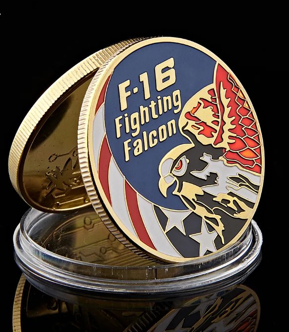 American Gold Coin US F-16 Fighting Falcon Metal Military Coin USA Air ...