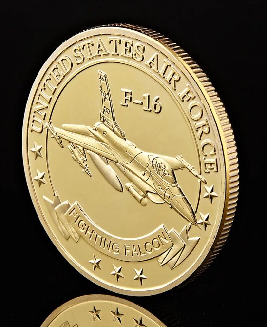 American Gold Coin US F-16 Fighting Falcon Metal Military Coin USA Air ...