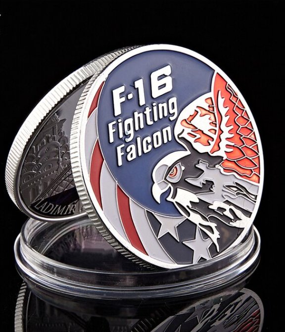American Gold Coin US F-16 Fighting Falcon Metal Military Coin USA Air ...