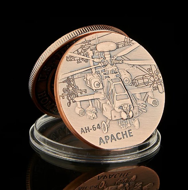 US Army AH-64 Helicopter Token Novelty American Military Challenge Coin ...