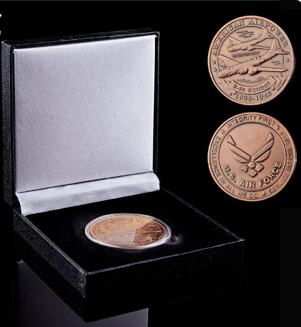 US Air Force B-29 Bomber Military Challenge Coin America Airpower Brass ...