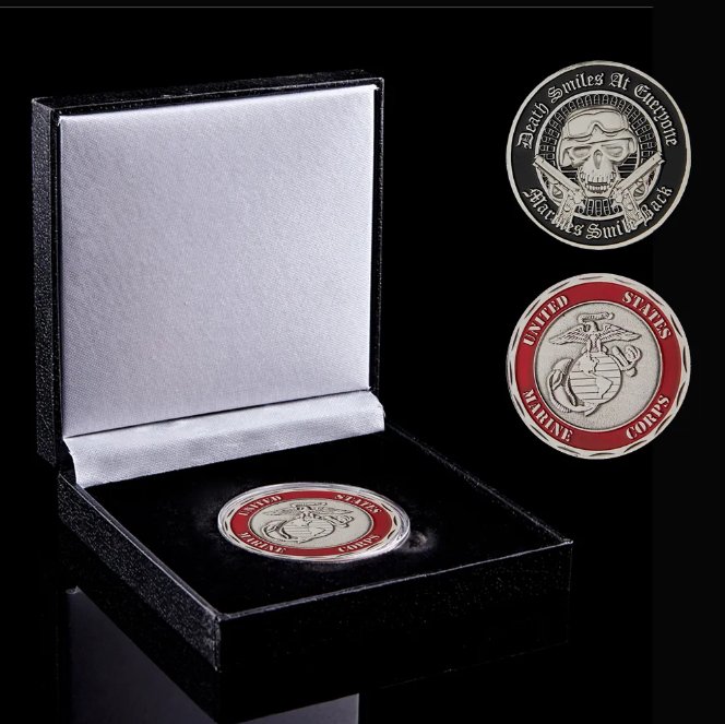 US Military Challenge Commemorative Coin Warrior Skull Head Honor Token ...