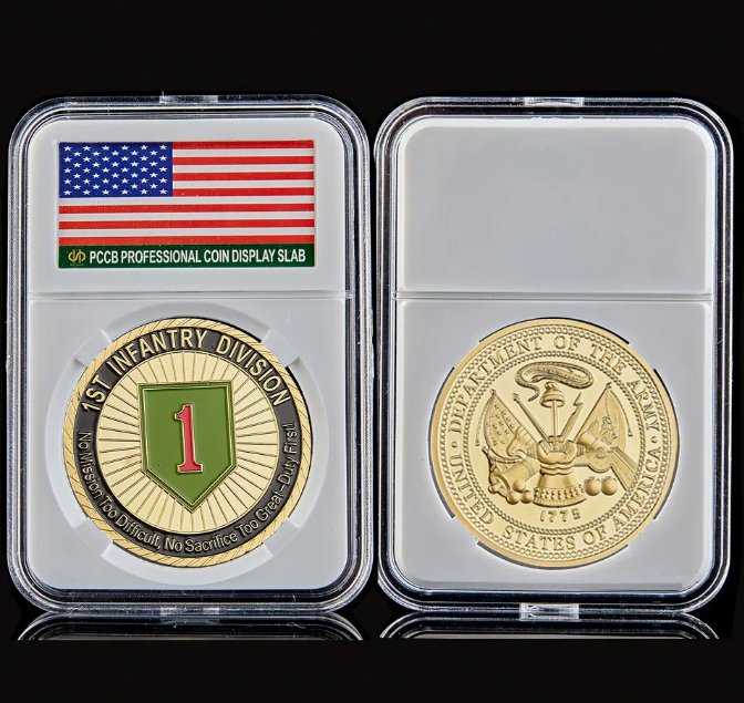 1775 USA Military Challenge Coins Ancient Gold Plated 1st Infantry ...