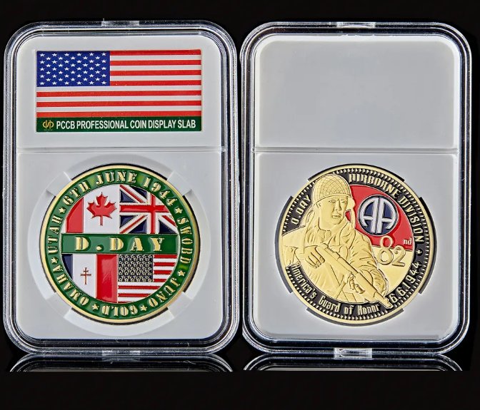 WWII 1944 Normandy Omaha Sword Beach Euro Military Gold Challenge Coin ...