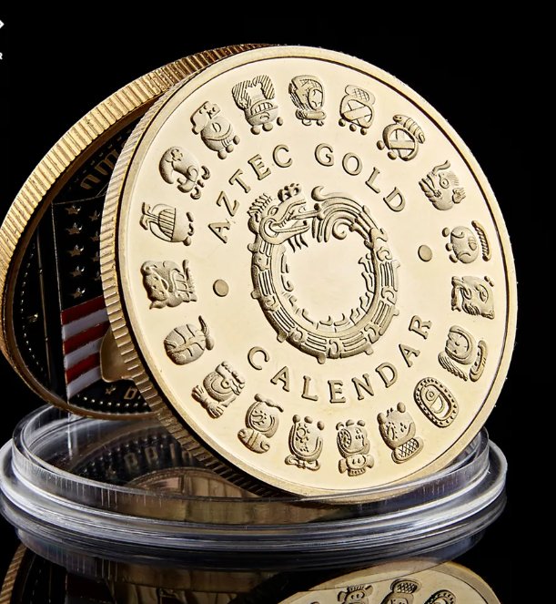 Mexico Mayan Aztec Calendar Art Prophecy Culture 1.57"*0.12" Gold Coins ...