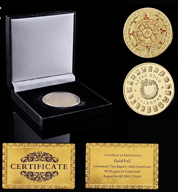 Mexico Mayan Aztec Calendar Art Prophecy Culture Gold Commemorative ...