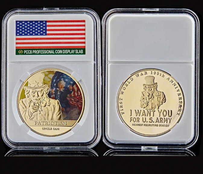 USA Challenge Coin Uncle Sam I Want You for U.S. Army" Patriotism Free ...