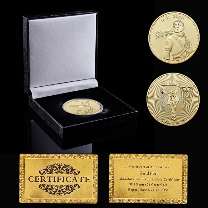 US Famous Singer Michael Jackson Gold Plated Commemorative Music Coin ...