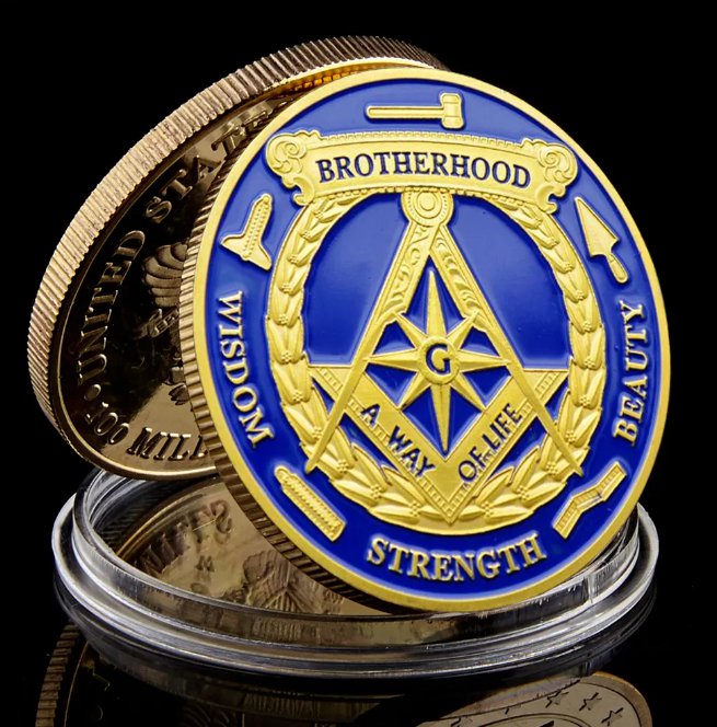 Masonic Brotherhood Challenge Gold Coin With Freemason Faith Hope ...