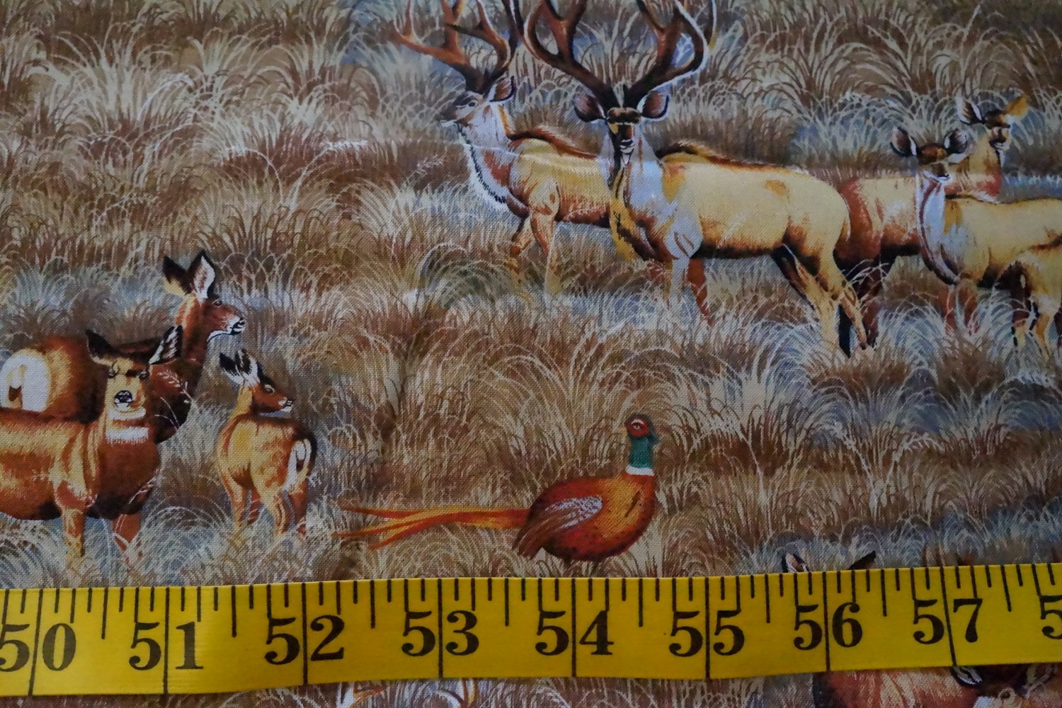 Deer Elk Pheasant Hunting Wildlife Cabin Northwoods Fabric - 1 yard