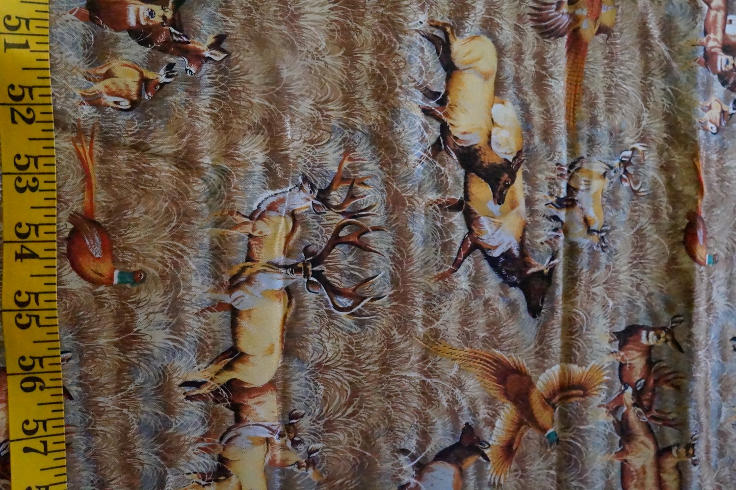 Deer Elk Pheasant Hunting Wildlife Cabin Northwoods Fabric - 1 yard
