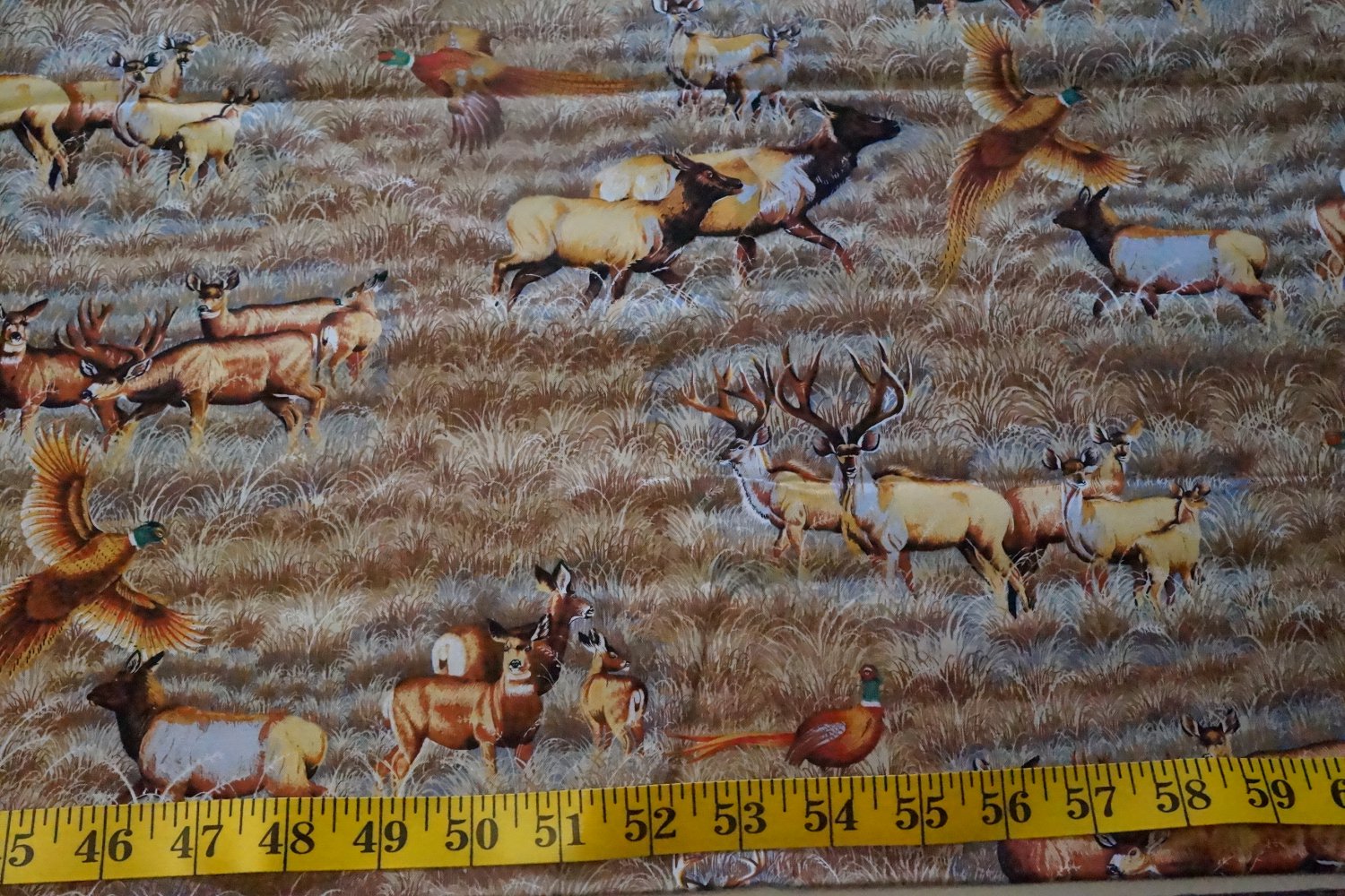 Deer Elk Pheasant Hunting Wildlife Cabin Northwoods Fabric - 1 yard