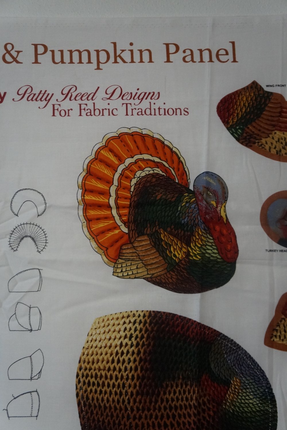 Stuffed Turkey & Pumpkin Thanksgiving Centerpiece Decoration Fabric Panel