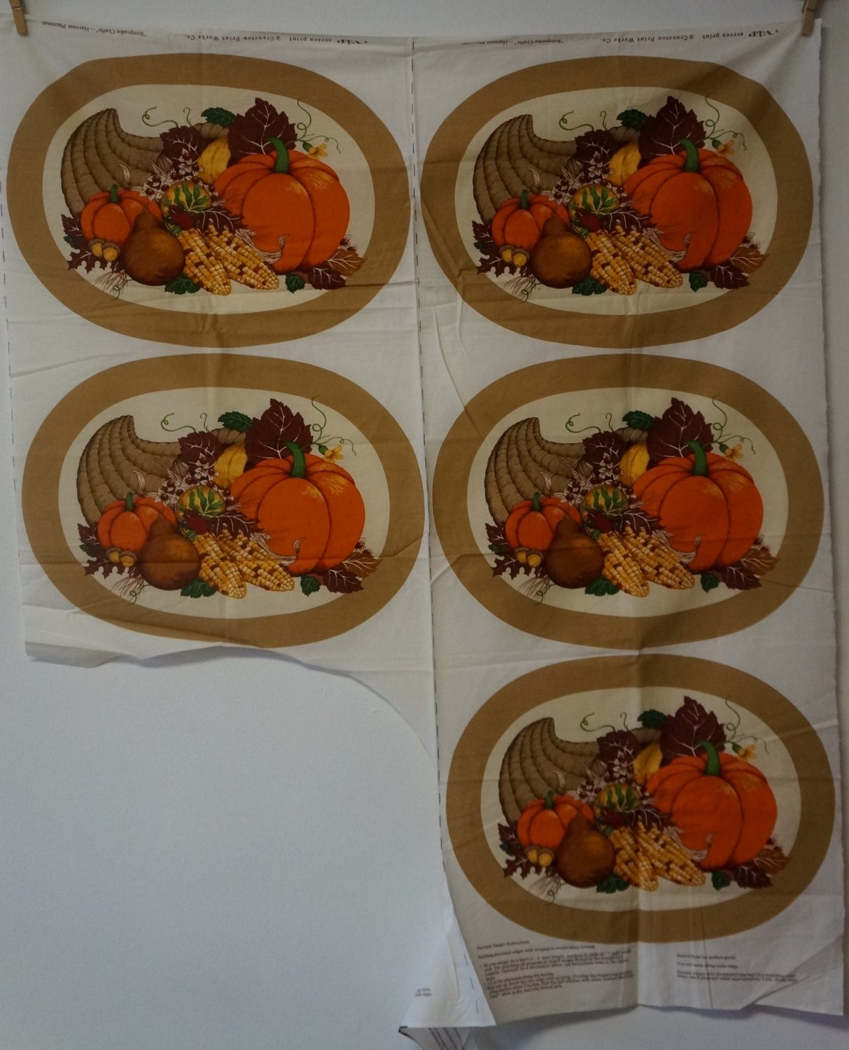 Harvest Placemats Cornucopia Thanksgiving Fall Fabric Panel