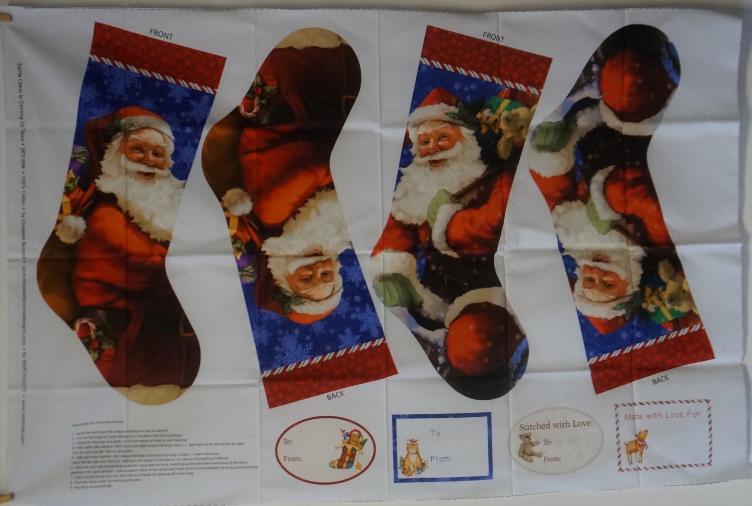 Santa Claus is Coming To Town Christmas Stocking Fabric Panel