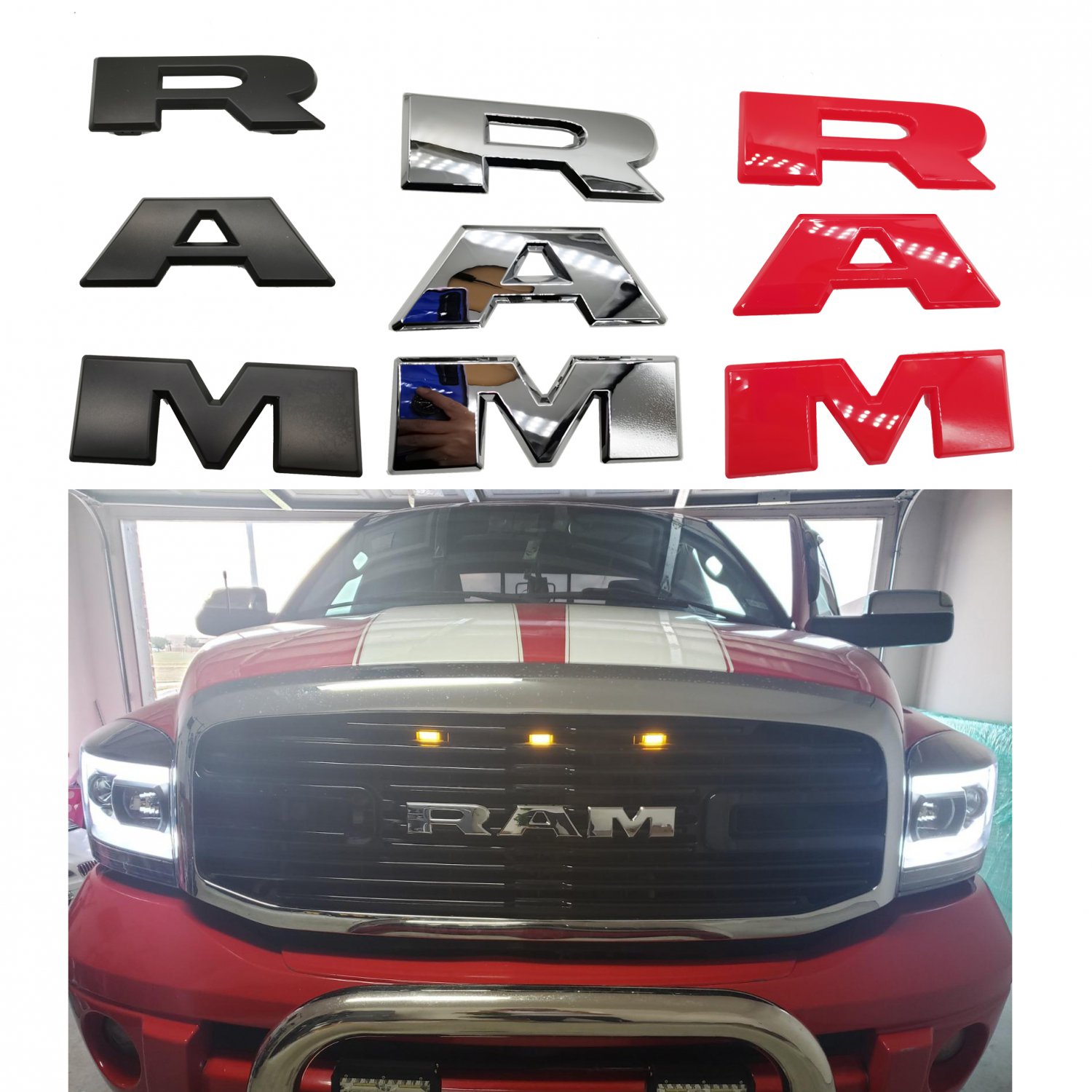 Gloss Red Front Grille Nameplate LETTERS 19-21 DODGE RAM 1500 2500 3500 ...