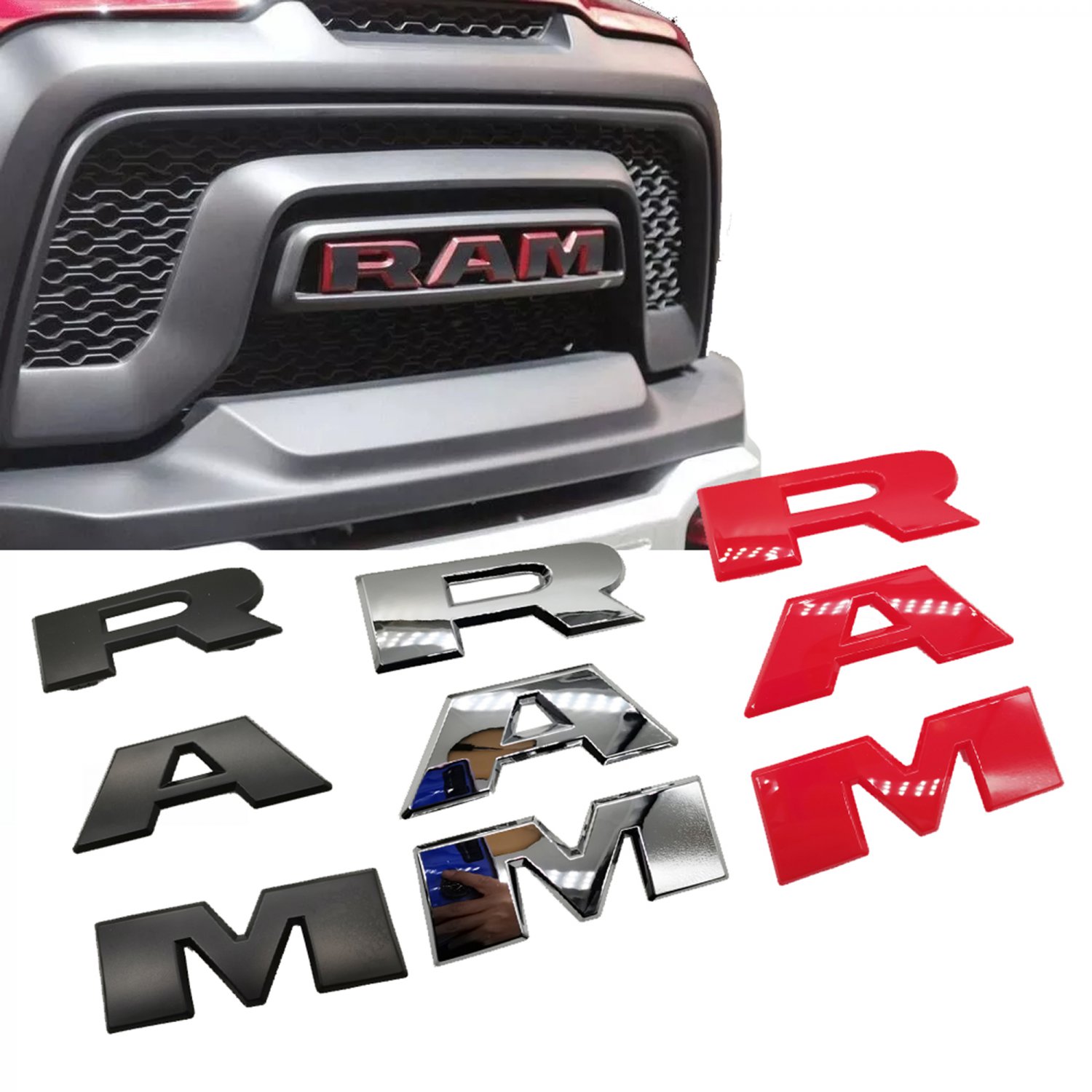 Gloss Red Front Grille Nameplate LETTERS 19-21 DODGE RAM 1500 2500 3500 ...