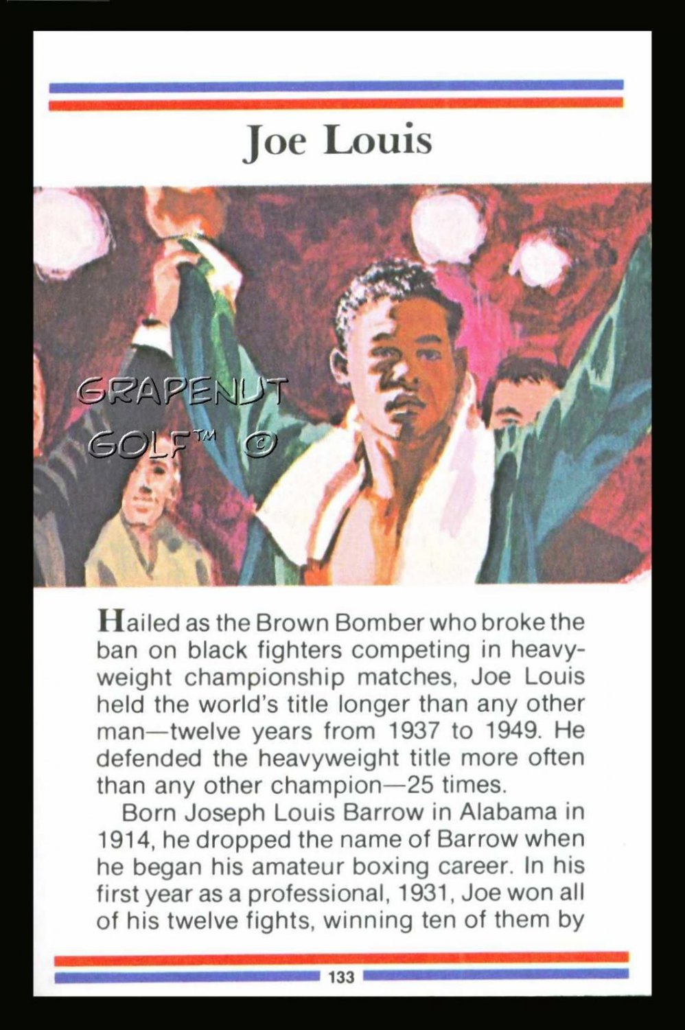 JOE LOUIS TRUE VALUE BROWN BOMBER WORLD HEAVYWEIGHT BOXING CHAMPION ...