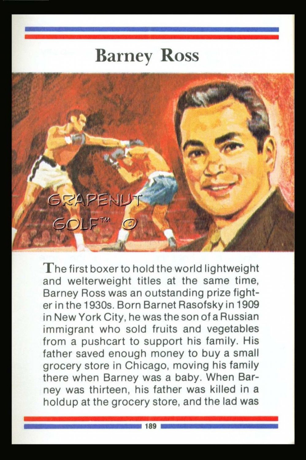BARNEY ROSS TRUE VALUE WORLD CHAMPION BOXING CARD HALL OF FAME GOLDEN ...