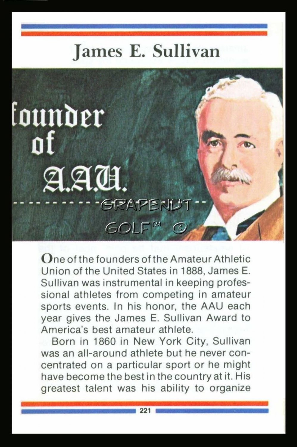 JAMES SULLIVAN TRUE VALUE AAU AMATEUR US TRACK & FIELD HALL OF FAME CARD