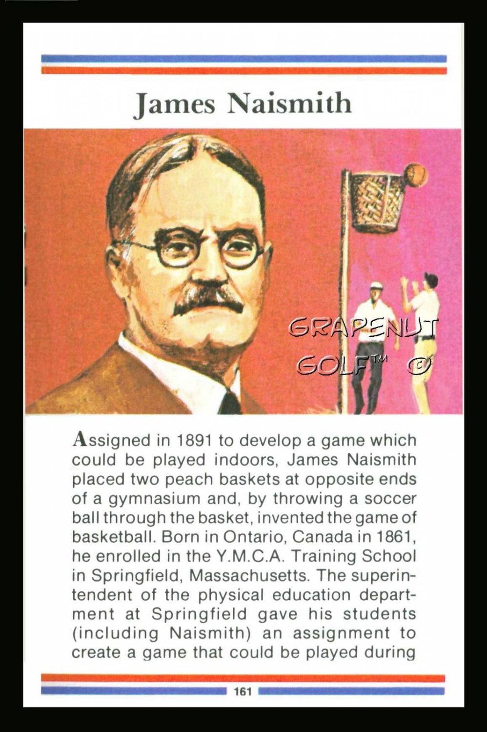 JAMES NAISMITH TRUE VALUE BASKETBALL INVENTOR HOF CARD NM-MT