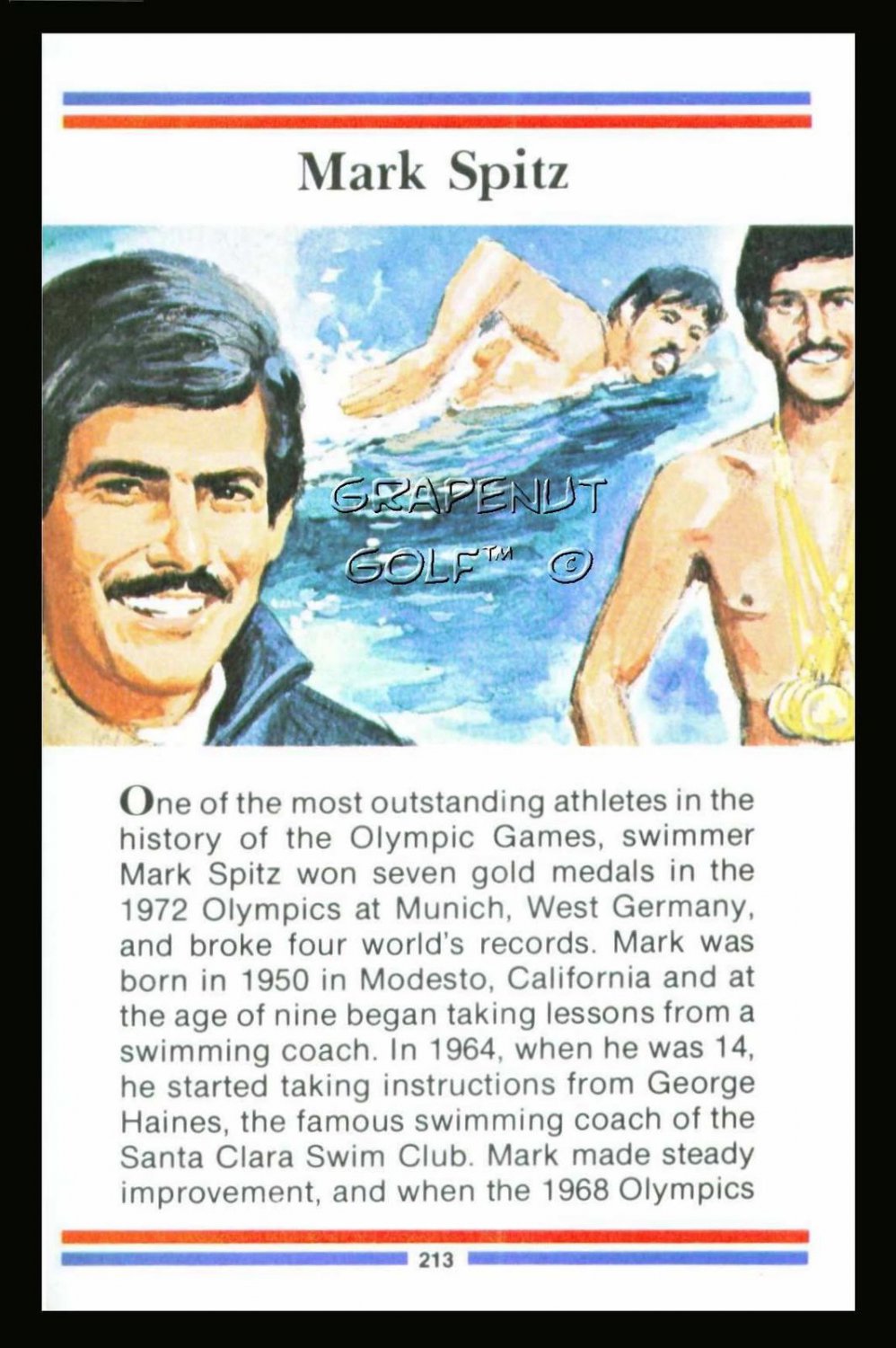 MARK SPITZ TRUE VALUE OLYMPIC GOLD MEDAL WORLD RECORD CHAMPION SWIMMING ...