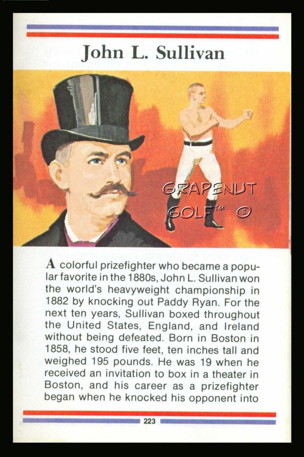 JOHN SULLIVAN TRUE VALUE HEAVYWEIGHT BOXING CHAMP CARD