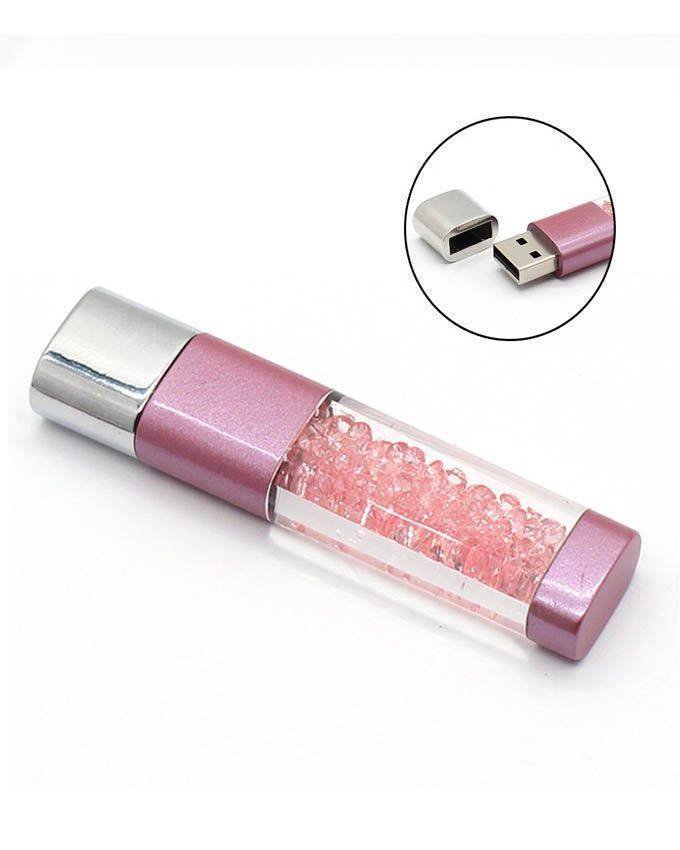 USB Flash Drive 2.0 Memory Stick Glitter Crystal Pendrive 16 GB - Pink