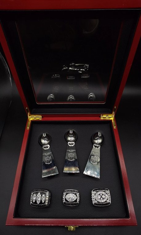 1980/1983/1976 Oakland Raiders Champions Ring +NFL Trophy+Wooden ...