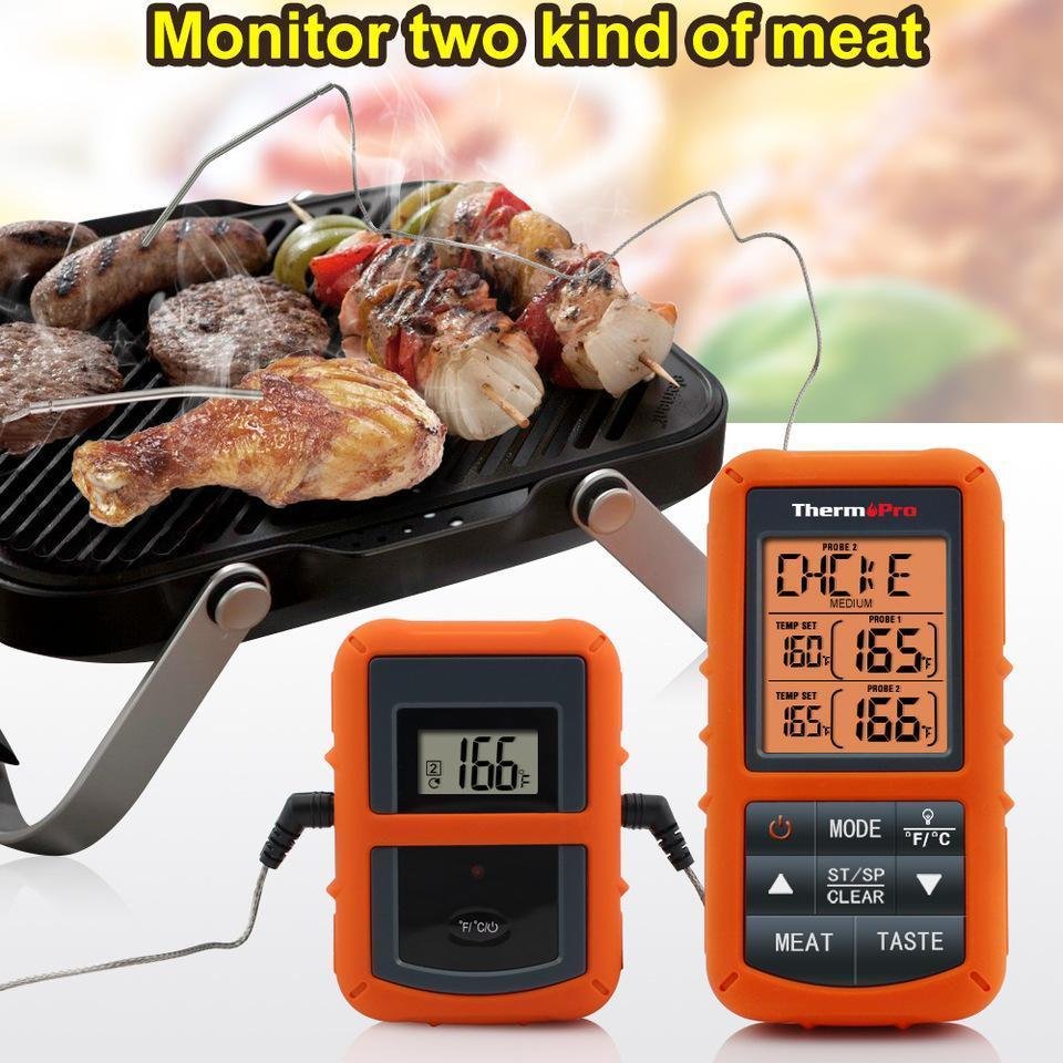 ThermoPro TP20 Dual Probe Remote Wireless Digital Cooking BBQ Smoker ...