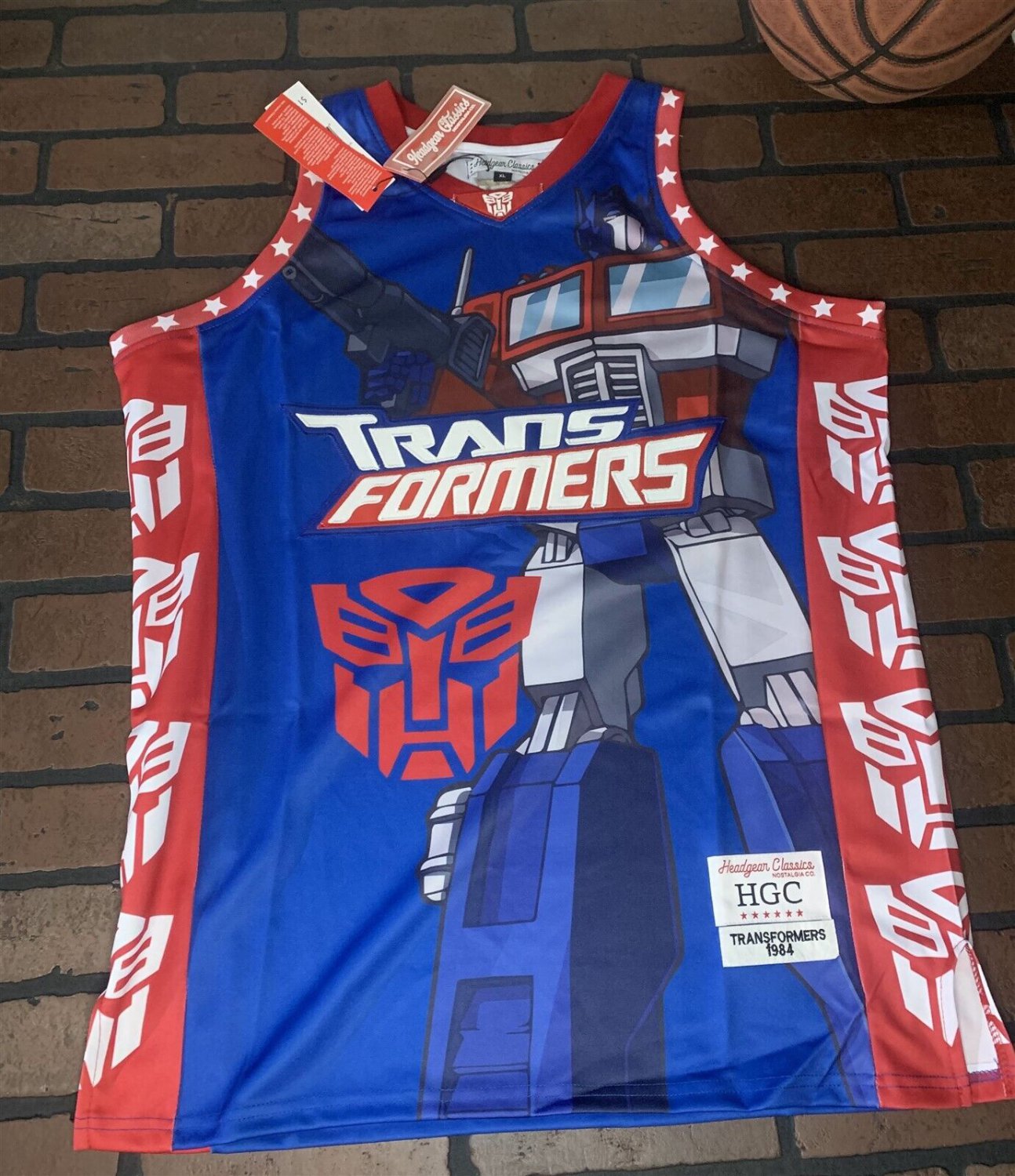 TRANSFORMERS / OPTIMUS PRIME Headgear Classics Basketball Jersey ~Never ...