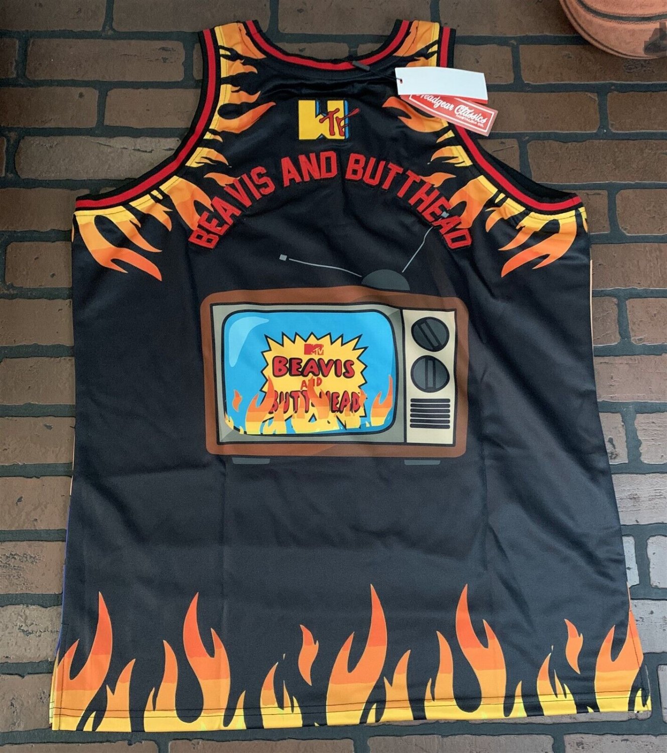 BEAVIS & BUTTHEAD Headgear Classics Basketball Fire Jersey~Never Worn~S ...