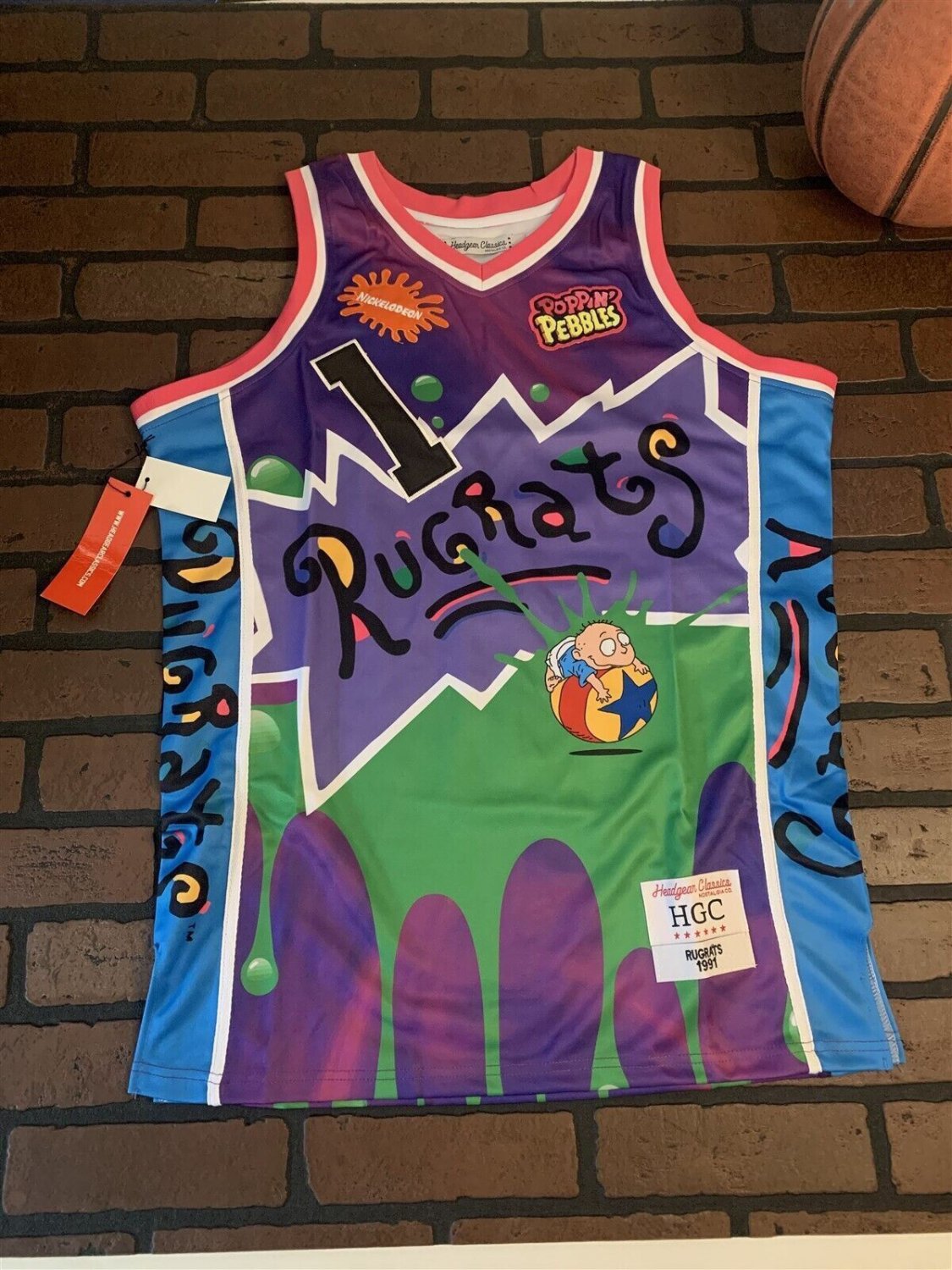 RUGRATS REPTAR CEREAL Headgear Classics Basketball Jersey ~Never Worn~ L XL