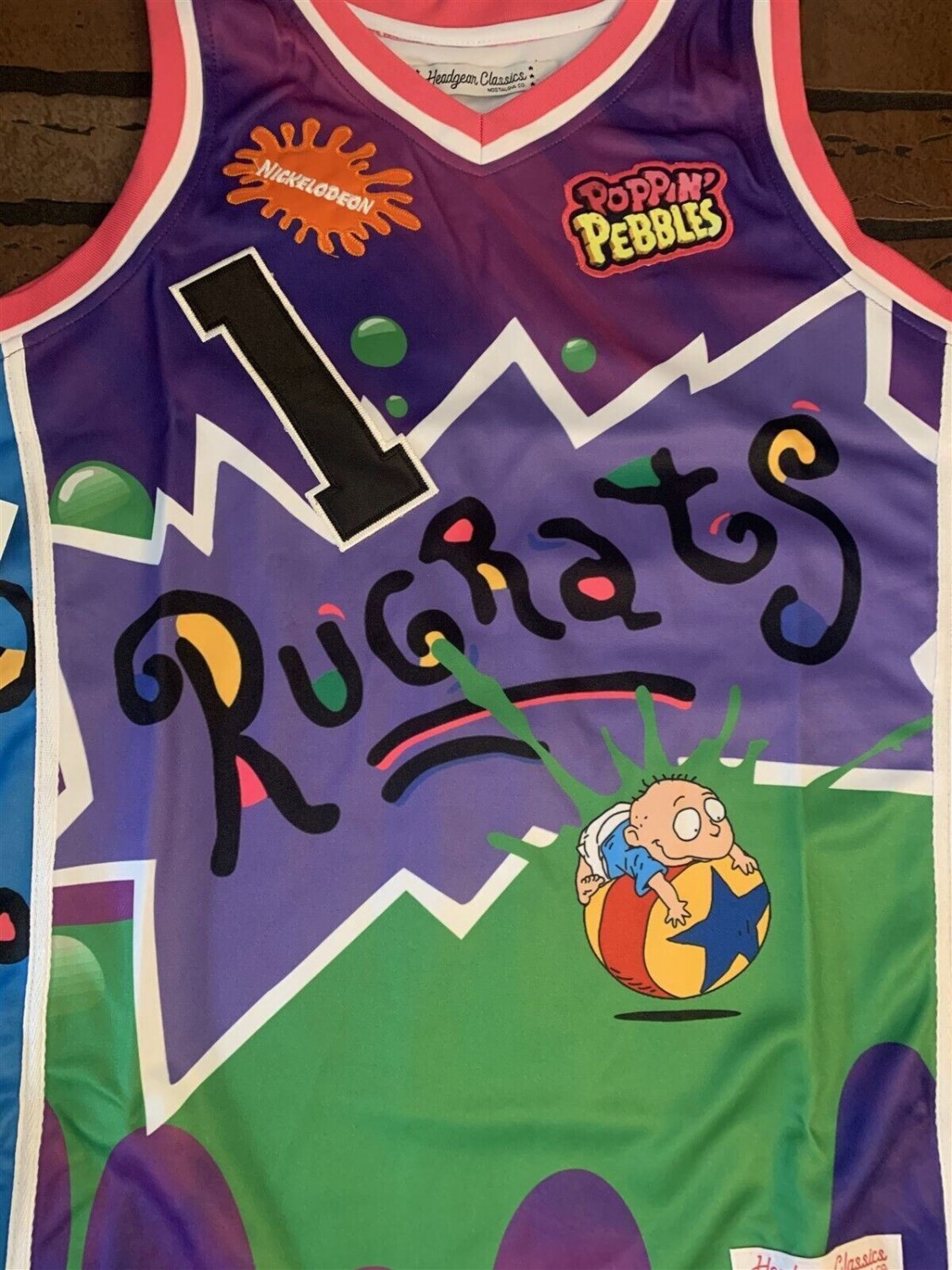 RUGRATS REPTAR CEREAL Headgear Classics Basketball Jersey ~Never Worn~ L XL