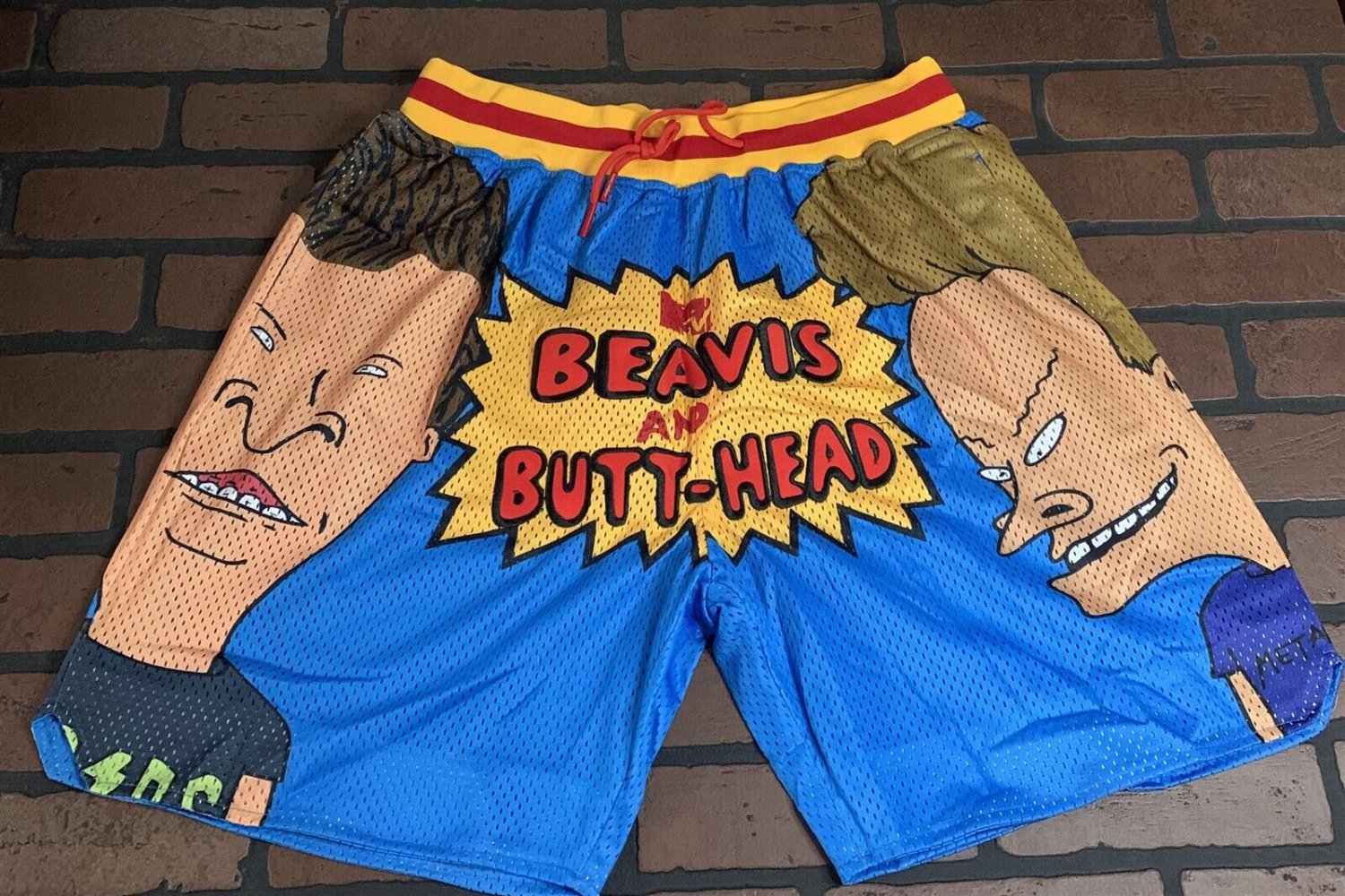 BEAVIS & BUTTHEAD Blue Headgear Classics Basketball Shorts ~Never Worn ...
