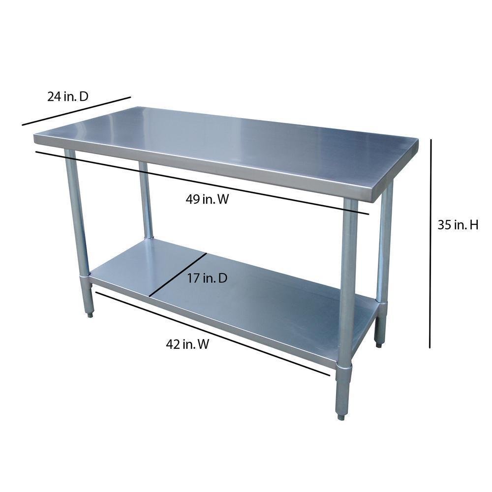 24 in. x 49 in. Stainless Steel Utility Table Kitchen Work Center ...