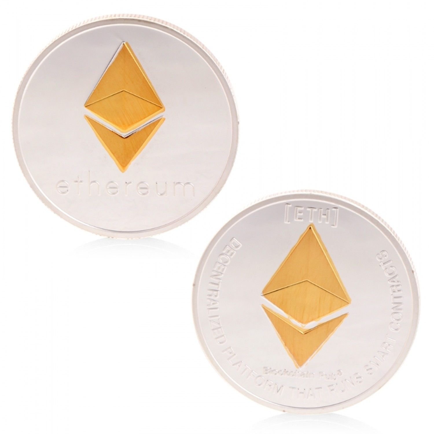 2 PCS Ethereum Physical Silver Plated Commemorative Challenge Coin ...