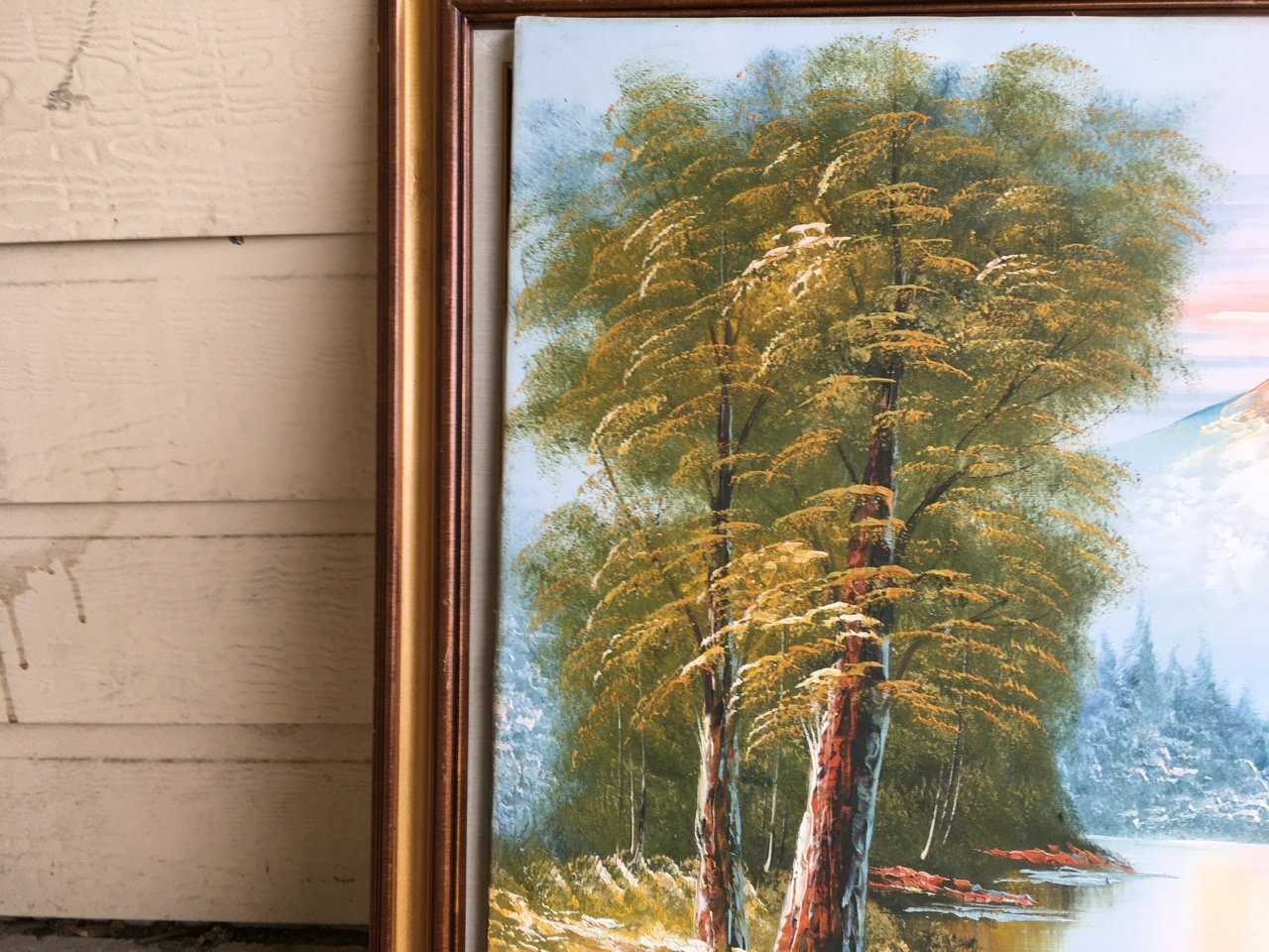 Gorgeous 1970 Mountainside Landscape Oil Painting on Canvas by G. Whitman