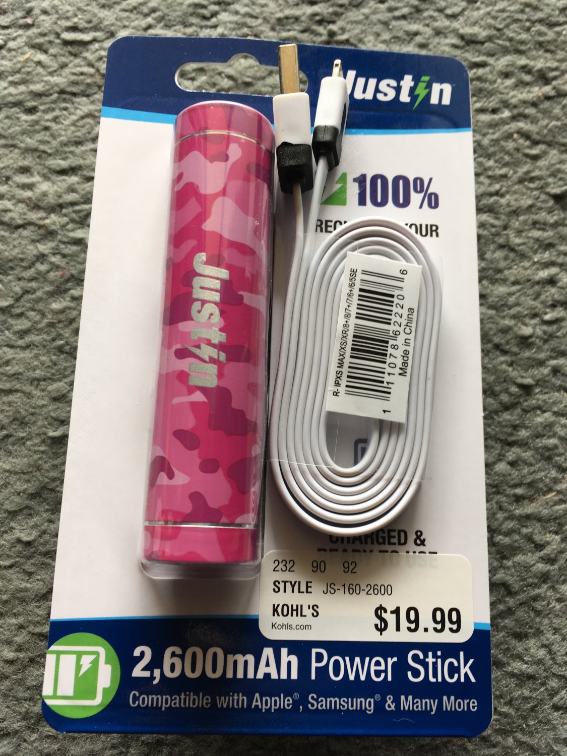 NEW Innovative Technology Justin 2600mAh Power Stick Pocket Size ...