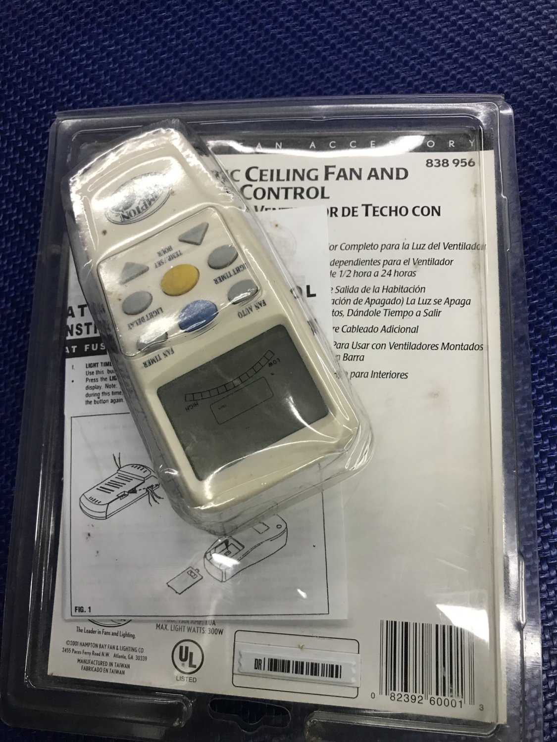 HAMPTON BAY 838-956 Thermostatic Ceiling Fan and Light Remote Control ...