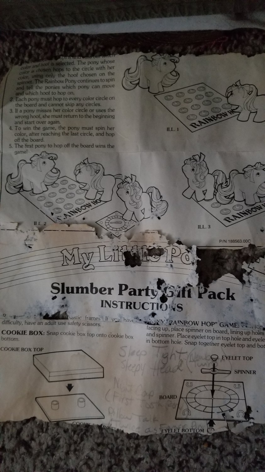 Vintage G 1 My Little Pony MLP Slumber Party : INSTRUCTIONS