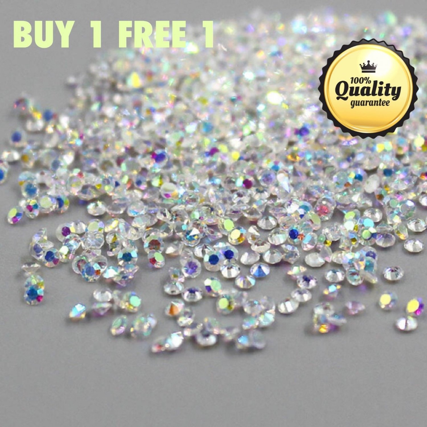 BUY 1 FREE 1 Crystal AB Pixie 3D Nail art Micro Zircon 1.1mm Mini ...