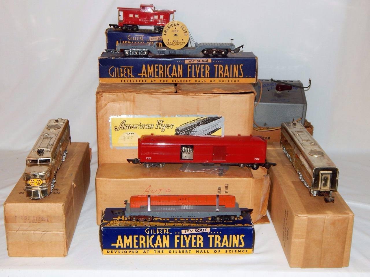 1950 American Flyer Set 5007 Santa Fe Diesel Freight BOXED w/chromed ...