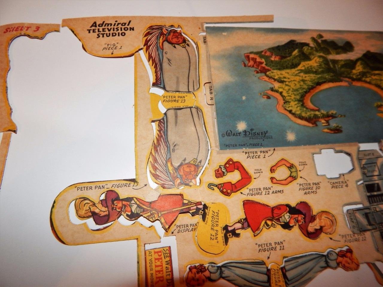Admiral Television DISNEY PETER PAN Studio Cardboard Paper Playset ...