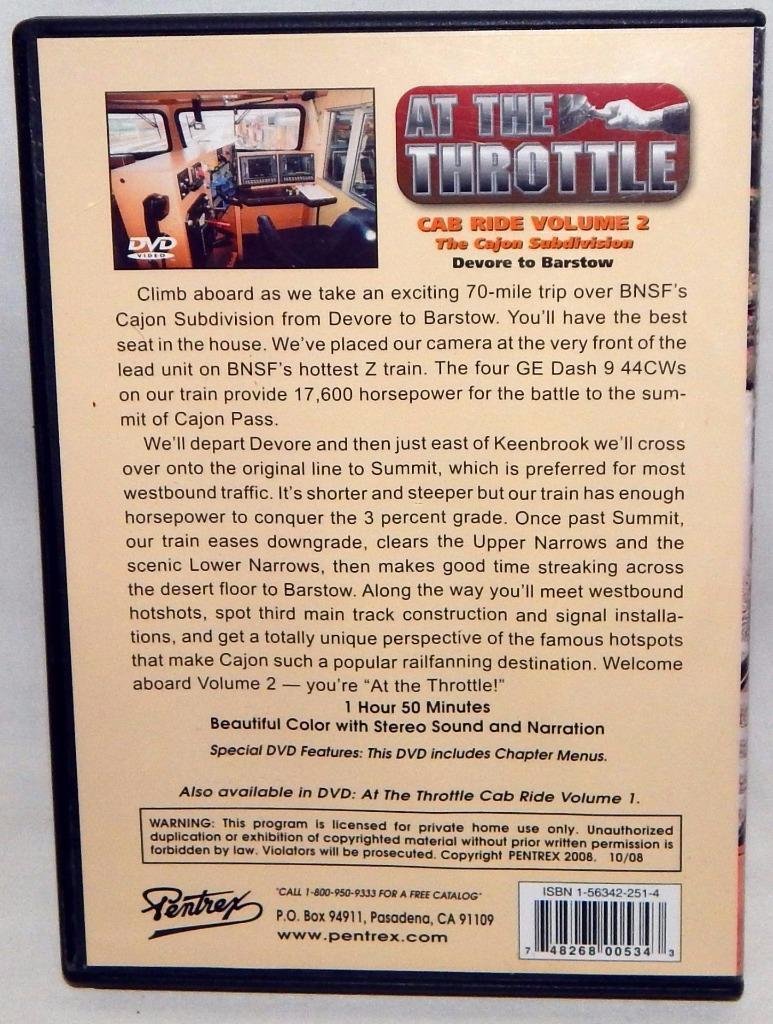 At The Throttle Vol.2 Cab Ride Cajon Subdivision Pentrex Train DVD BNSF ...