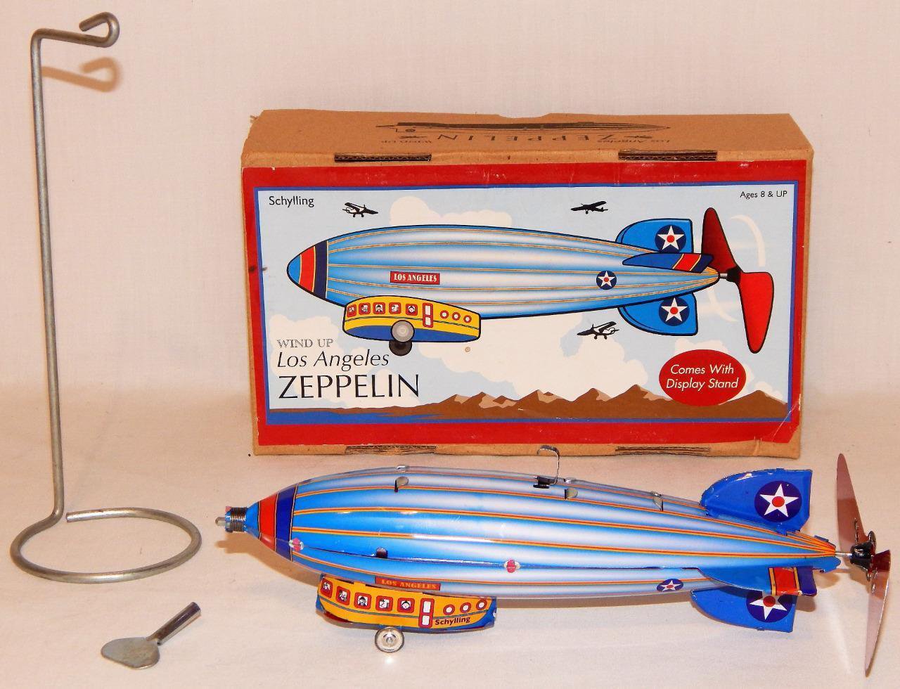 Schylling TIN Los Angeles Zeppelin wind up with stand NEW in box retro toy metal