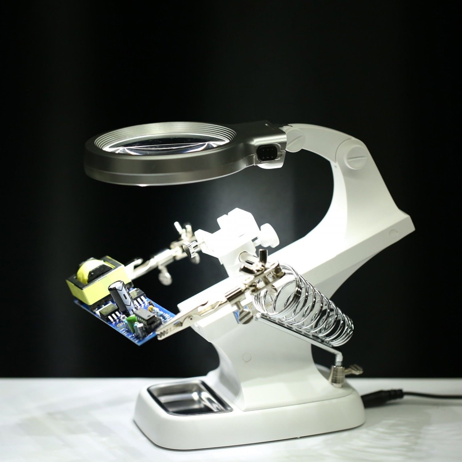 3X4.5X Welding magnifying glass LED loupe Magnifier Alligator Clip ...