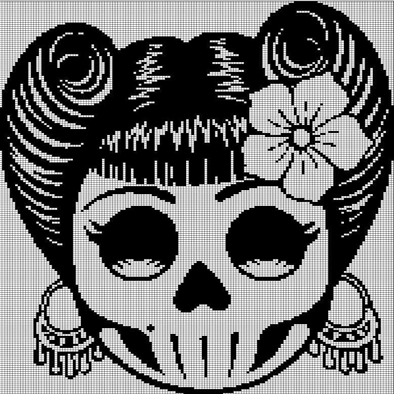 SUGAR SKULL LADY CROCHET AFGHAN PATTERN GRAPH